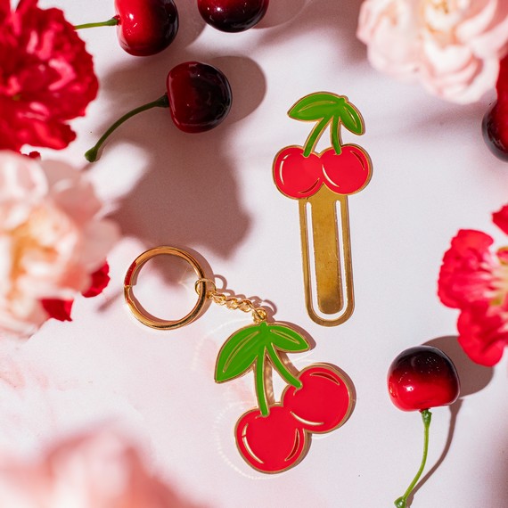 Cherry Enamel Keyring