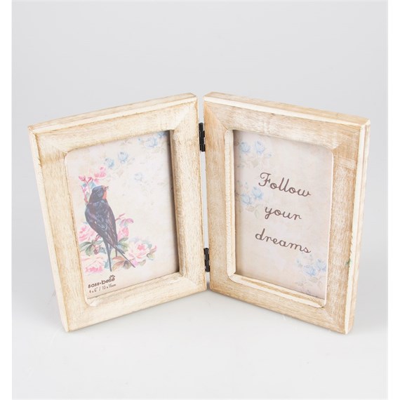 Double White Wood Photo Frame