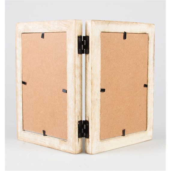 Double White Wood Photo Frame