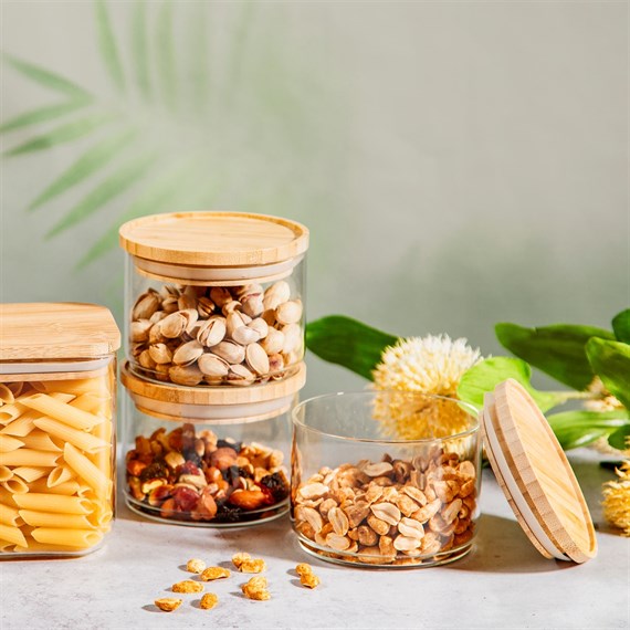 Stacking Glass Storage Jars - Set of 3