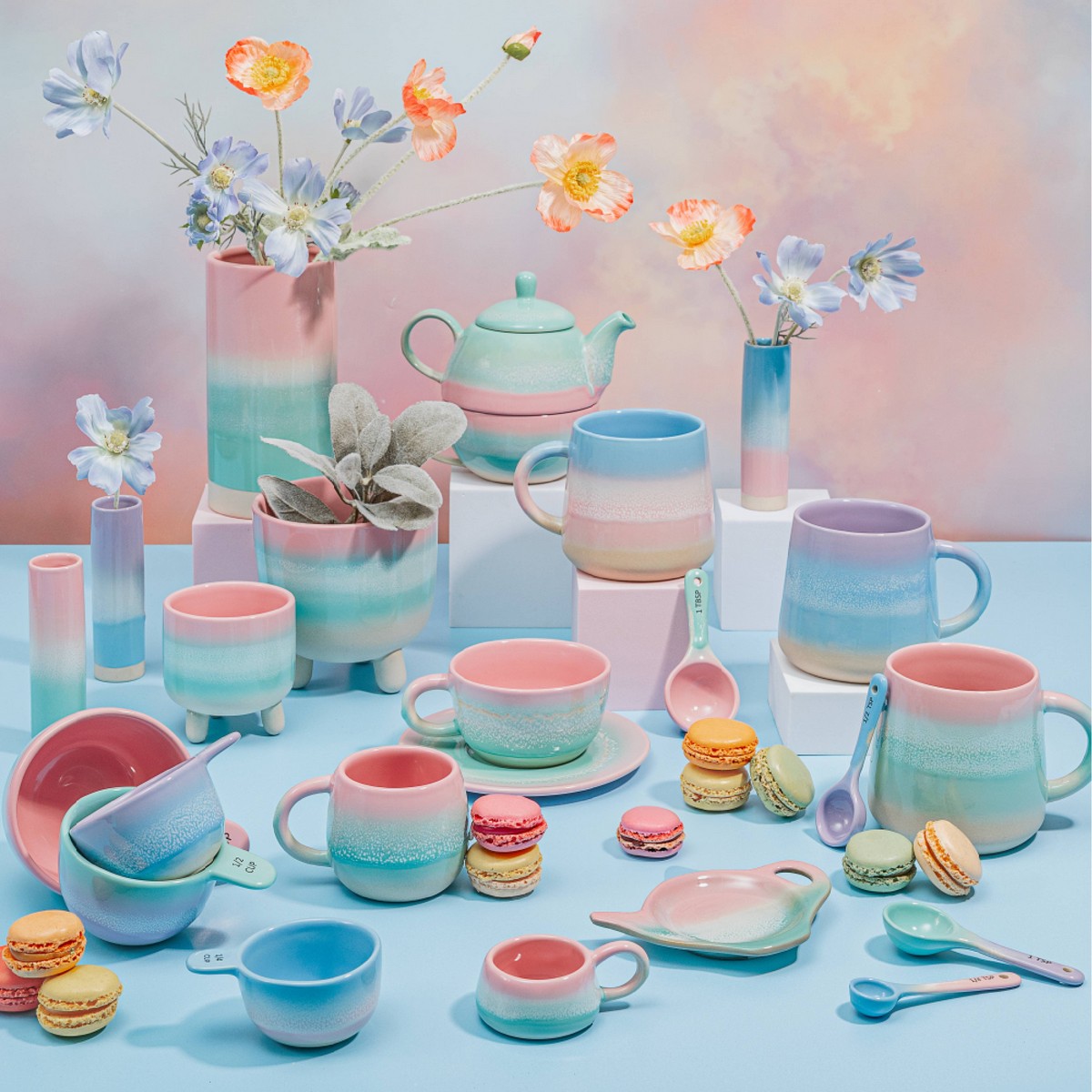 Pastel Ombre Vase Pink & Green