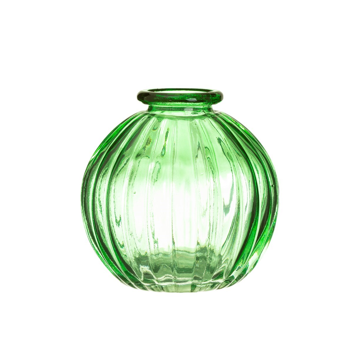 Green Glass Bud Vases - Set Of 3